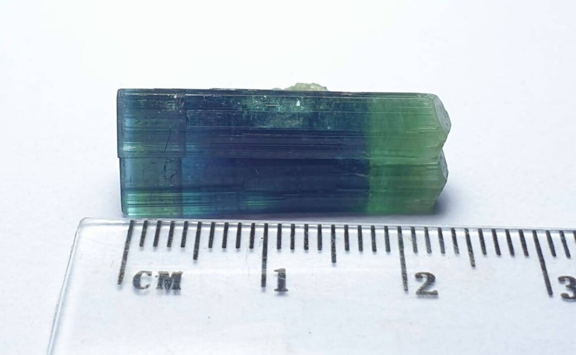 Indicolite bi color tourmaline double terminated crystal | Etsy