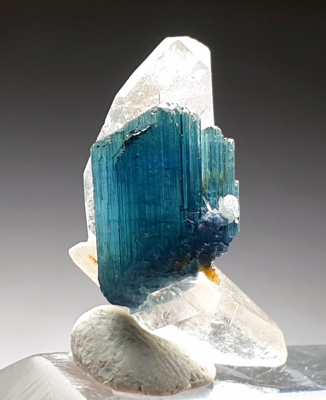 Amazing Natural Indicolite Color Tourmaline Combine With Twin Quartz ...