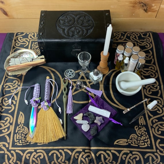 Purple TRIPLE MOON PENTACLE Altar Chest Kit Set Witchcraft - Etsy