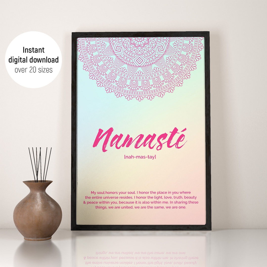 Namaste Wall Art Printable – Yoga Decor Digital Download, Mandala ...