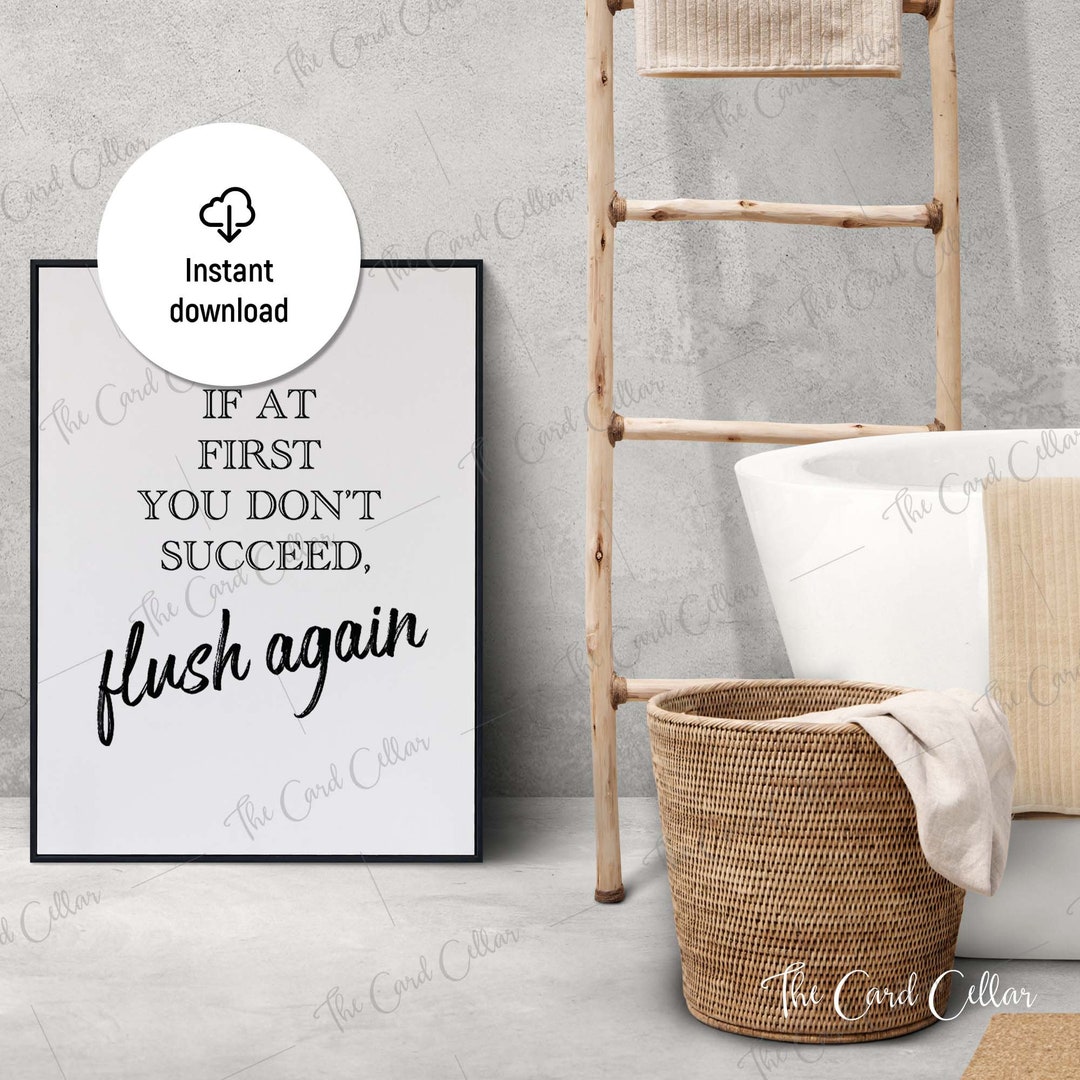 Funny Bathroom Print: Flush Again Toilet Humor Sign (digital Download ...