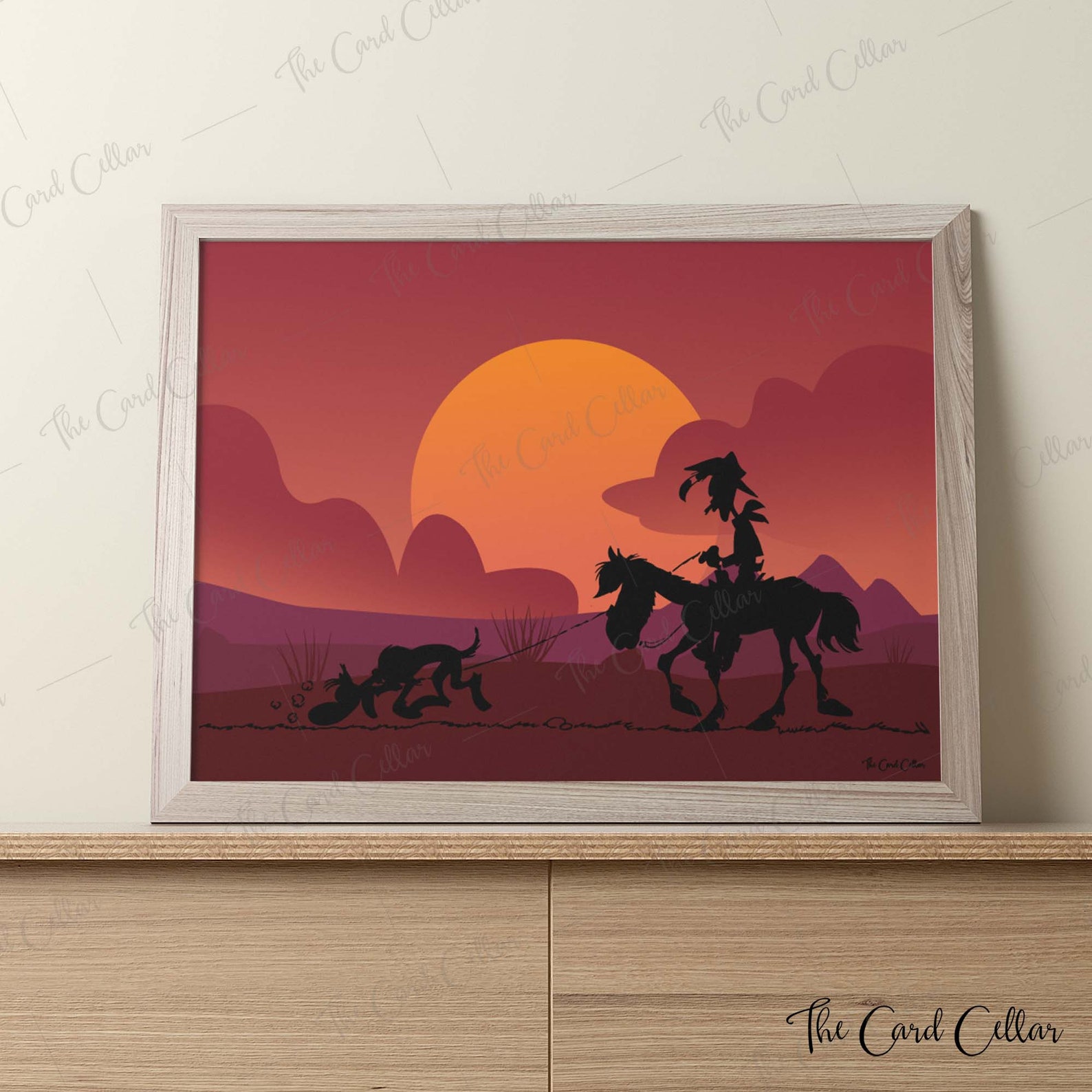 Lucky Luke Cowboy Sunset Art: Western Silhouette Druck (Digitaler ...