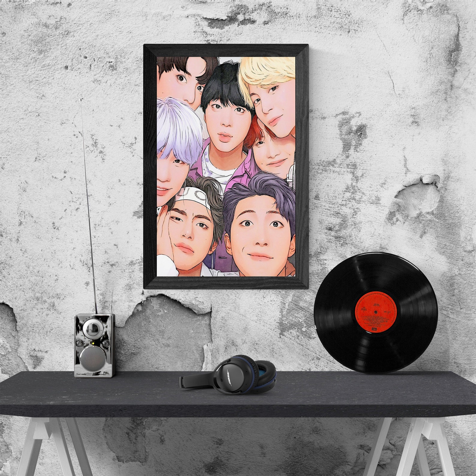 BTS Digital Art Poster: K-pop Band Illustration (digital Download) - Etsy