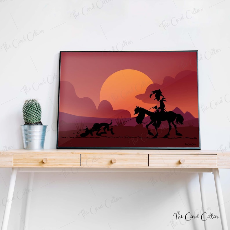 Lucky Luke Cowboy Sunset Art: Western Silhouette Druck (Digitaler ...