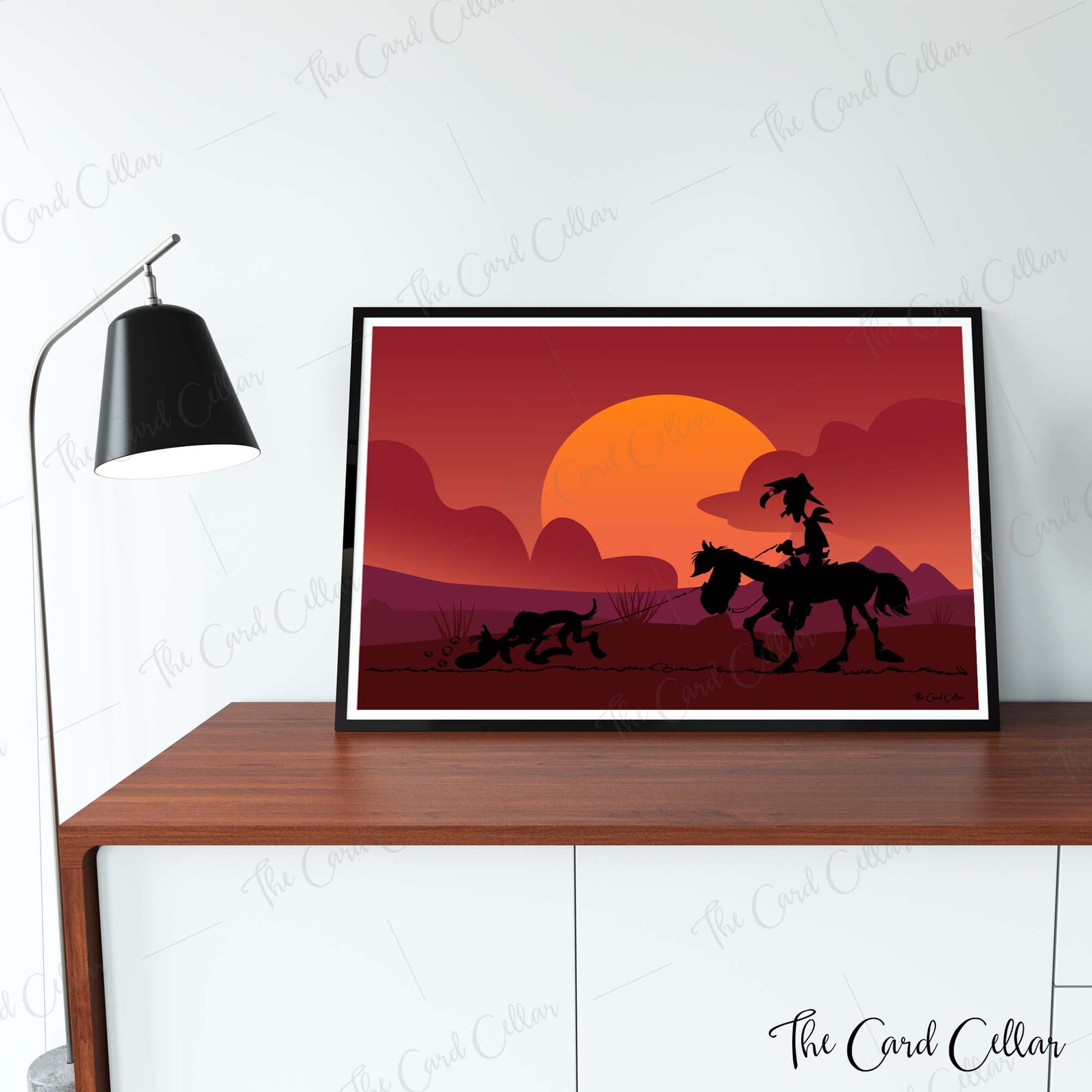 Lucky Luke Cowboy Sunset Art: Western Silhouette Druck (Digitaler ...