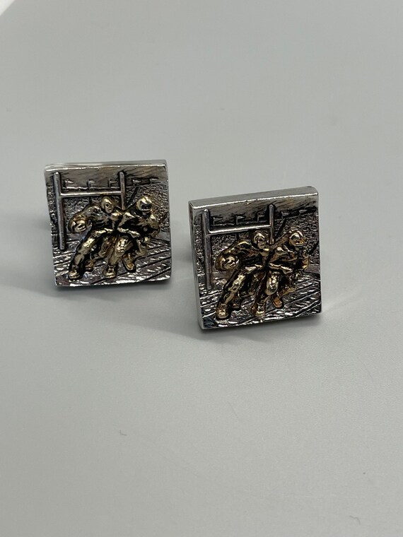 RARE FIND - Vintage football cufflinks silver and gol… - Gem