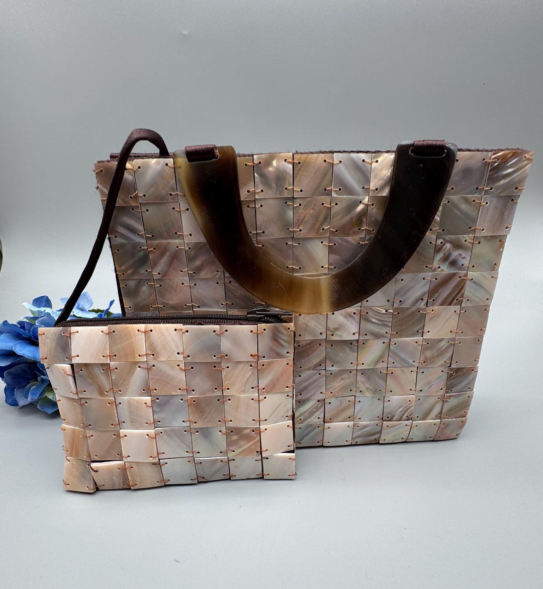 Vintage Mother of Pearl / Abalone Squares Design Evening Bag With ...