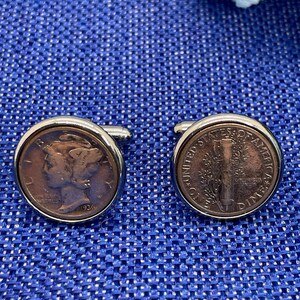 Vintage 1936 Mercury Dime Silver Cufflinks - Etsy