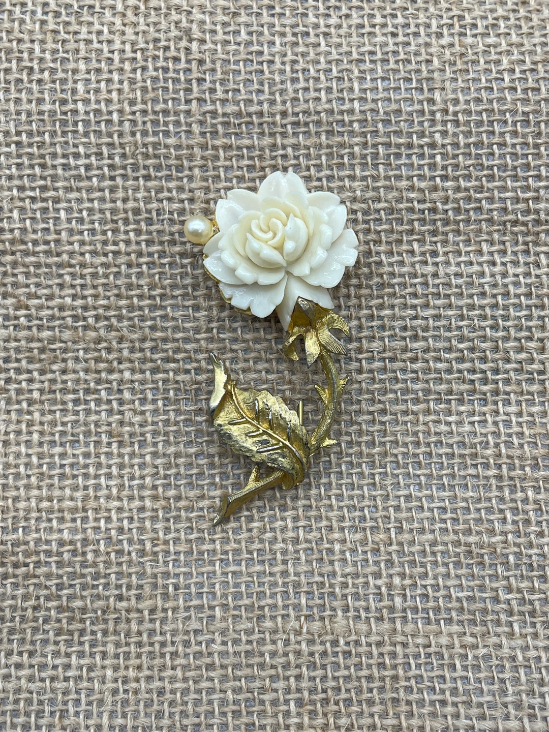 Vintage Marvella Brushed Gold Tone and Cream Blossom Brooch - Etsy