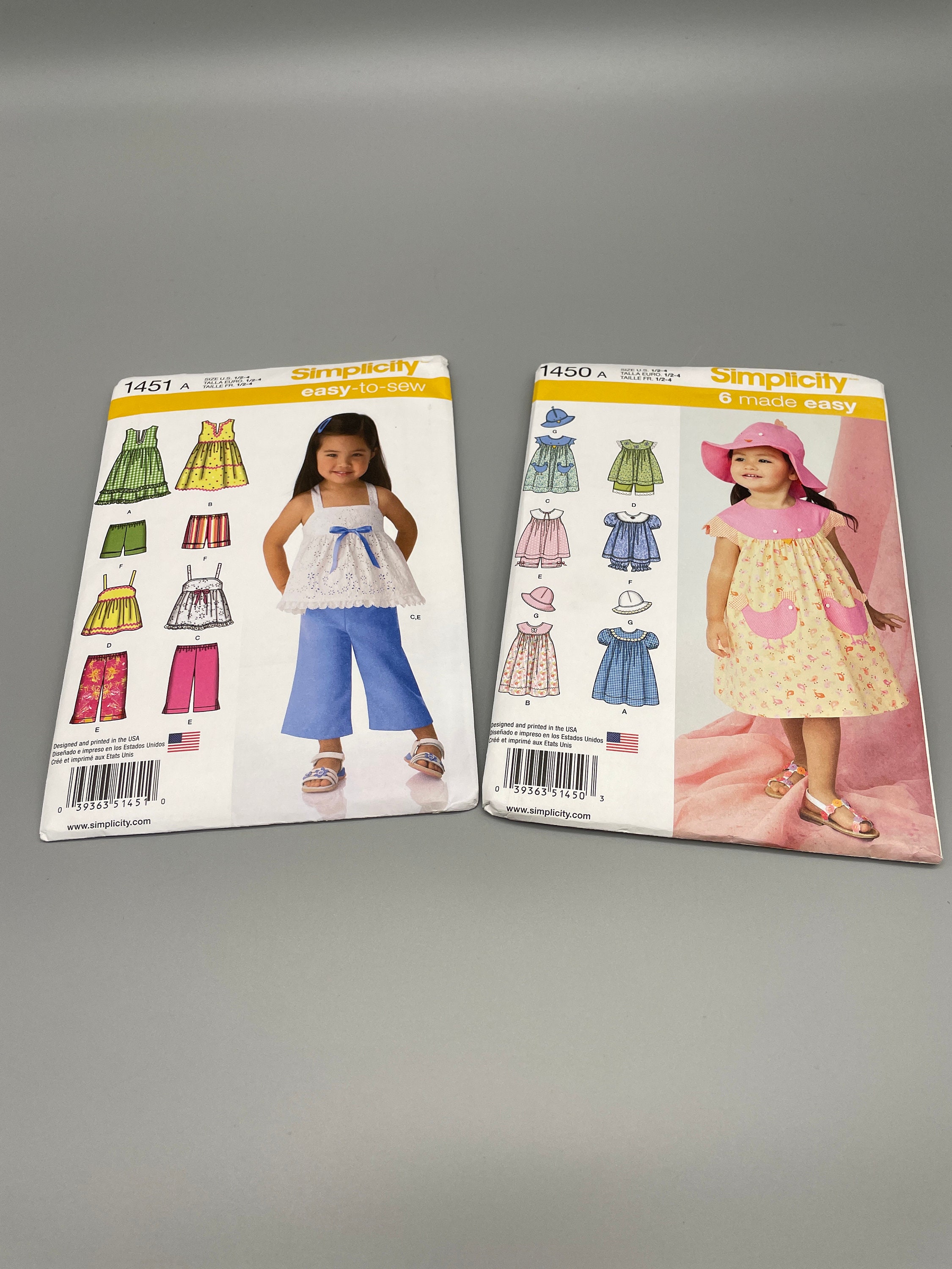 UNCUT 2 Simplicity Easy to Sew Toddler Patterns Size 1/2 4, Simplicity ...