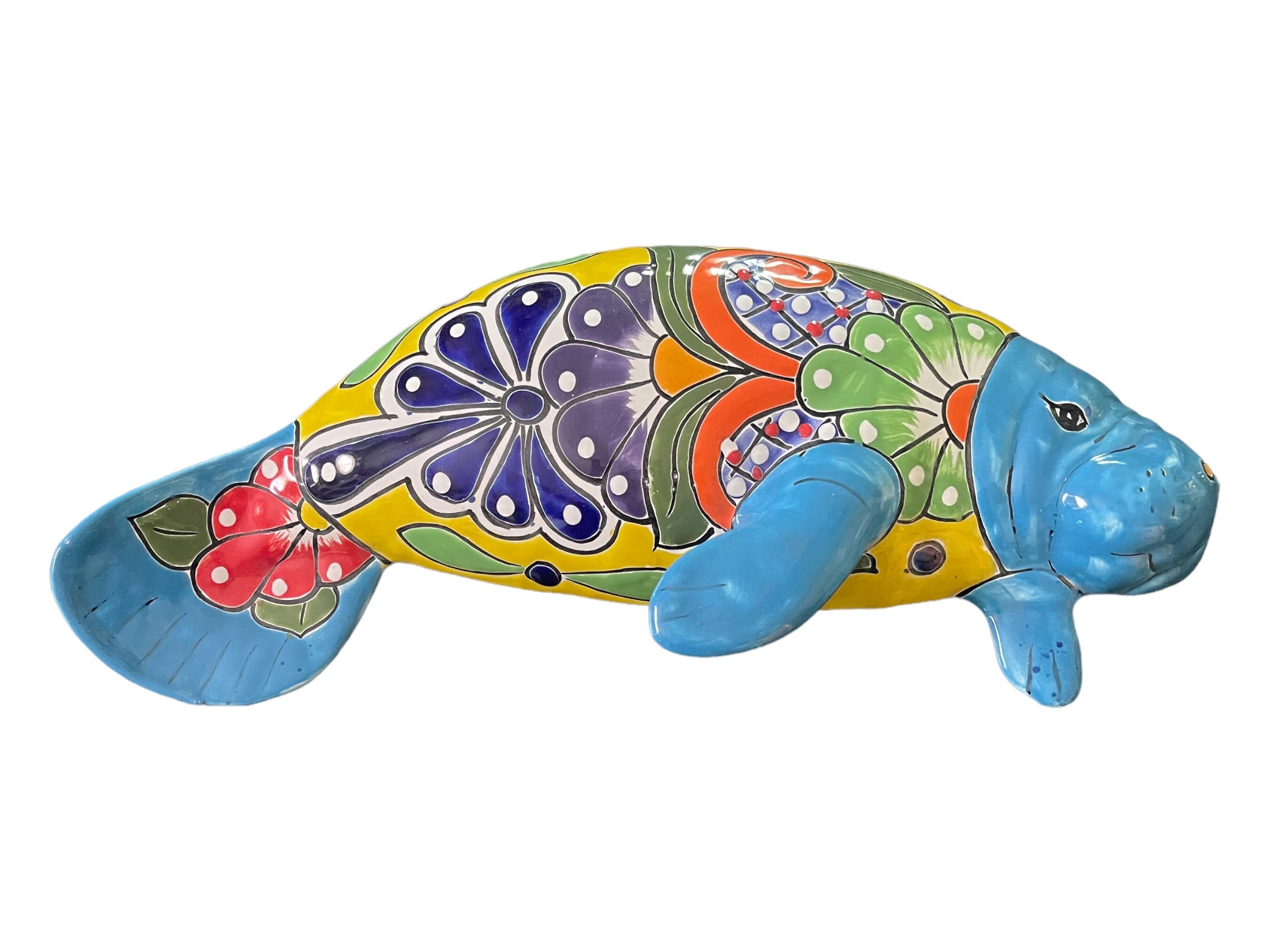 Manatee Talavera Ceramic | Mancave Home Kitchen Patio | Garden Pottery ...