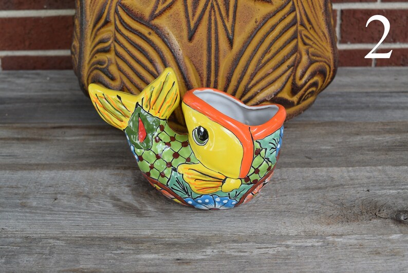 Talavera Ceramic Fish Wide Mouth Kitchen Patio Garden Pottery - Etsy