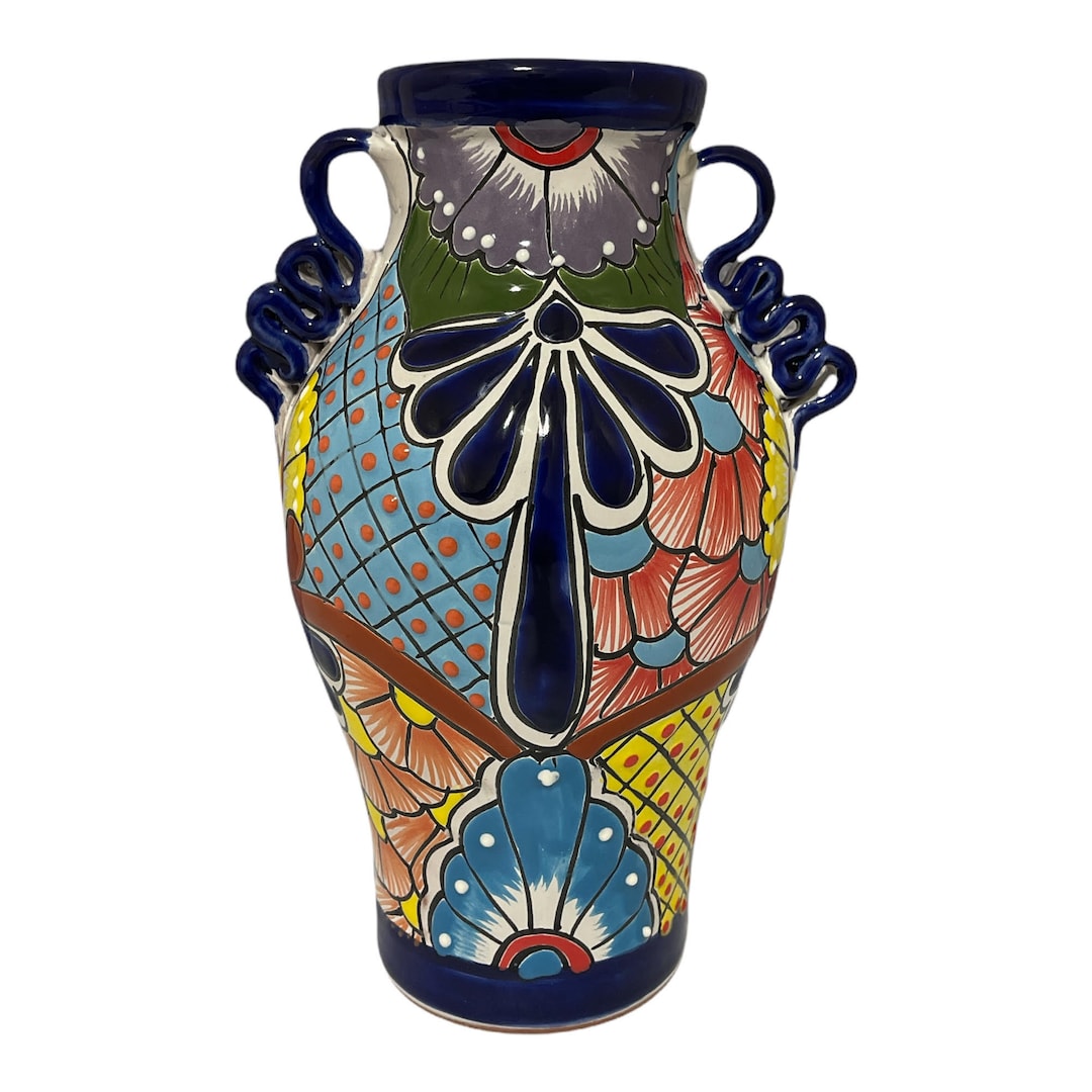 Vase Pot Pottery Talvera Hand Painted Handmade Home Decor Mexican ...