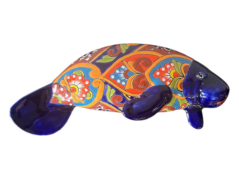 Manatee Talavera Ceramic | Mancave Home Kitchen Patio | Garden Pottery ...