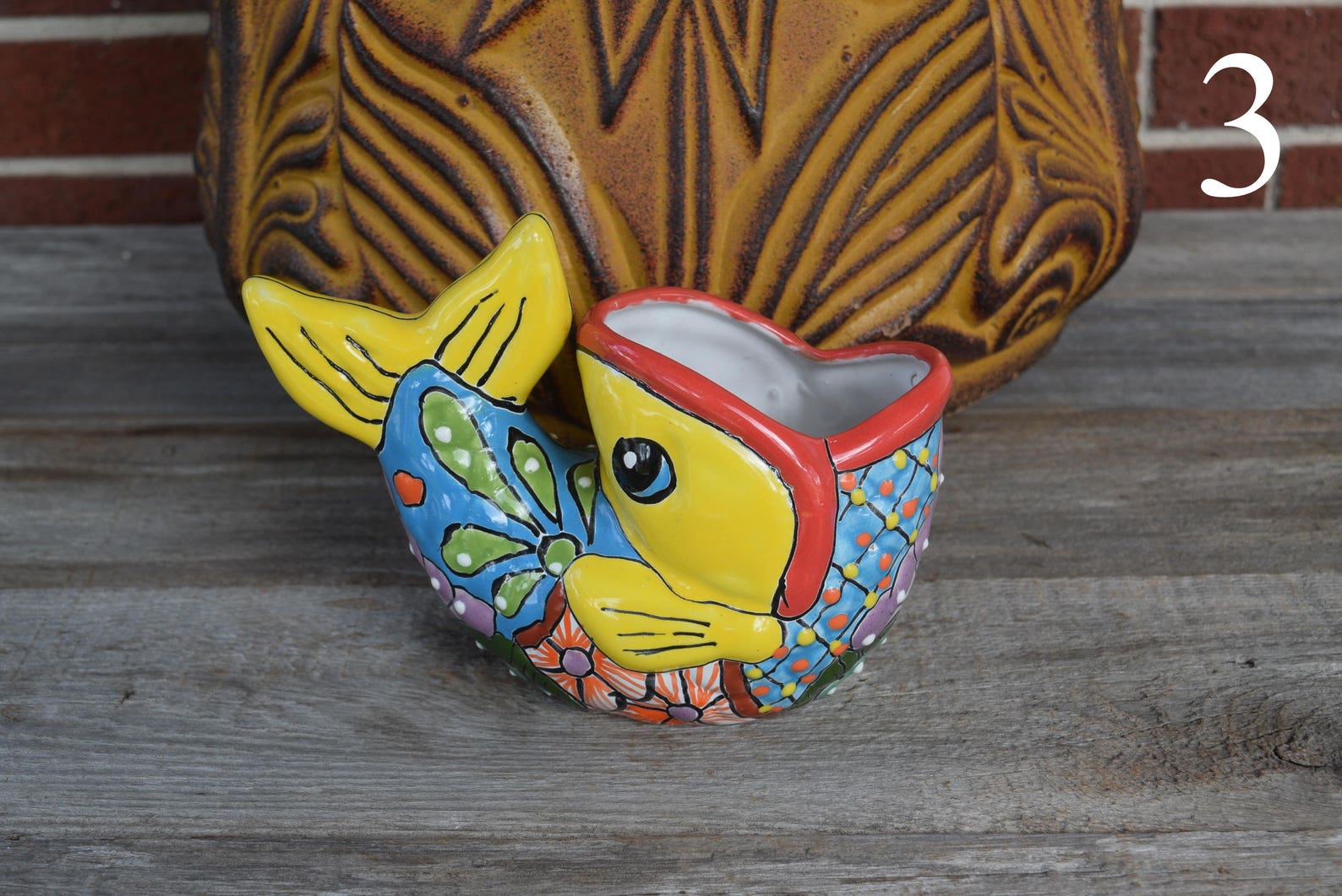 Talavera Ceramic Fish Wide Mouth Kitchen Patio Garden Pottery | Etsy