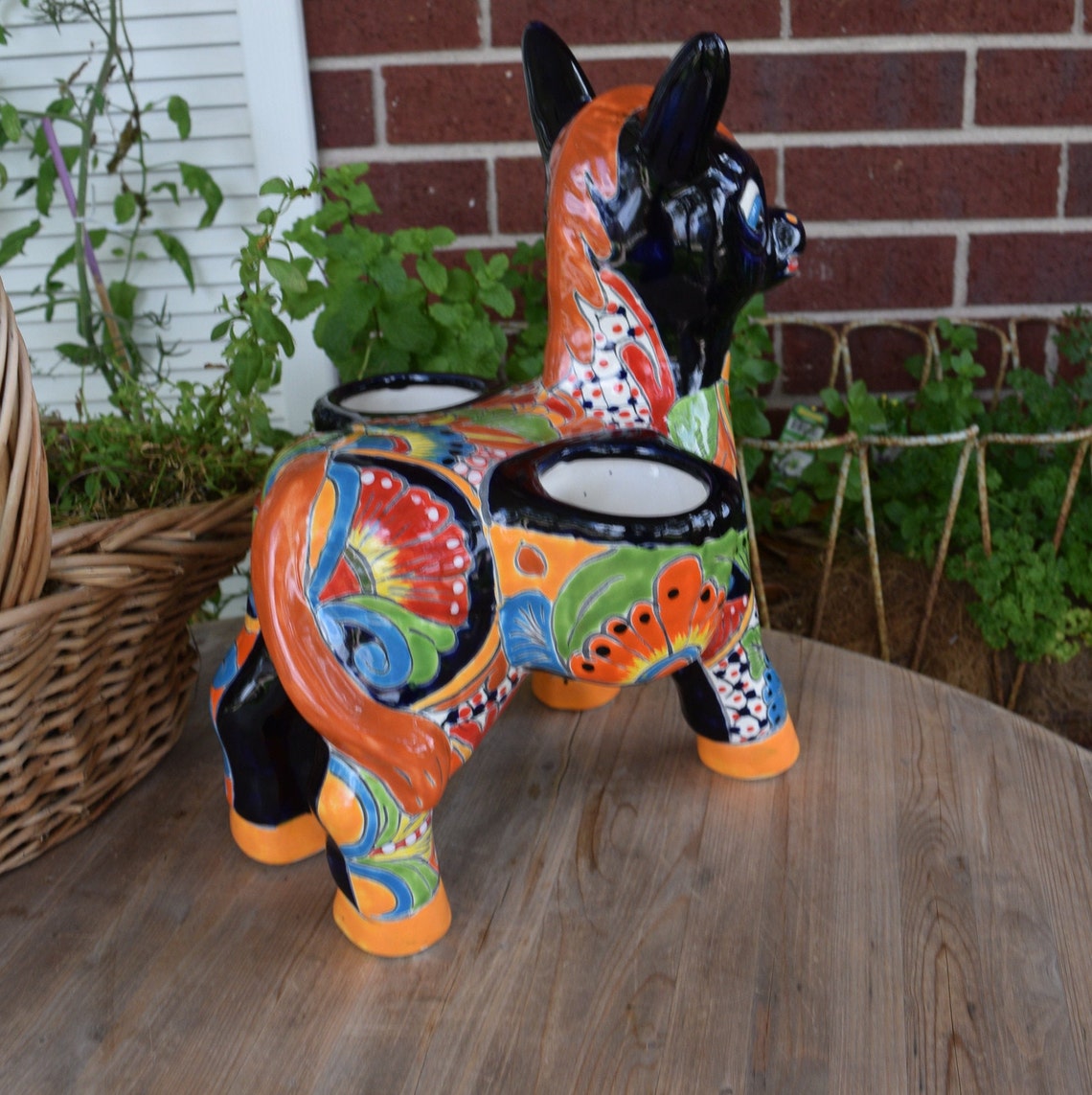 Donkey Burrito Plantar Pottery Talavera Ceramic Home Kitchen | Etsy