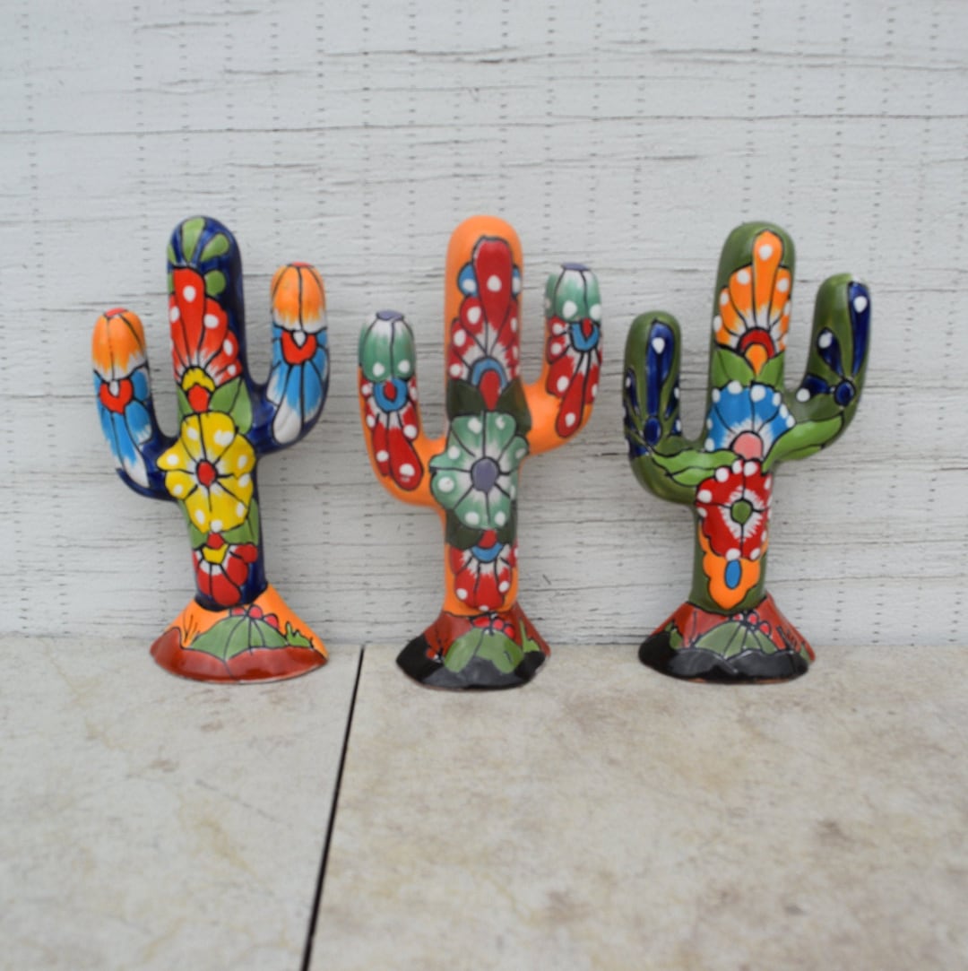 Cactus Cacti Set of 3 Ceramic Talavera| NOT WALL FREE Standing Mount ...