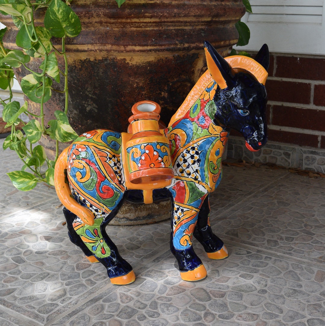 Donkey Ceramic Talavera Mexican Burrito Pottery Decor | Mexican Folk ...