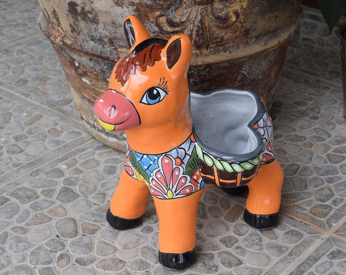 Pottery Talavera Ceramic Donkey Burrito Home Kitchen Patio Garden ...