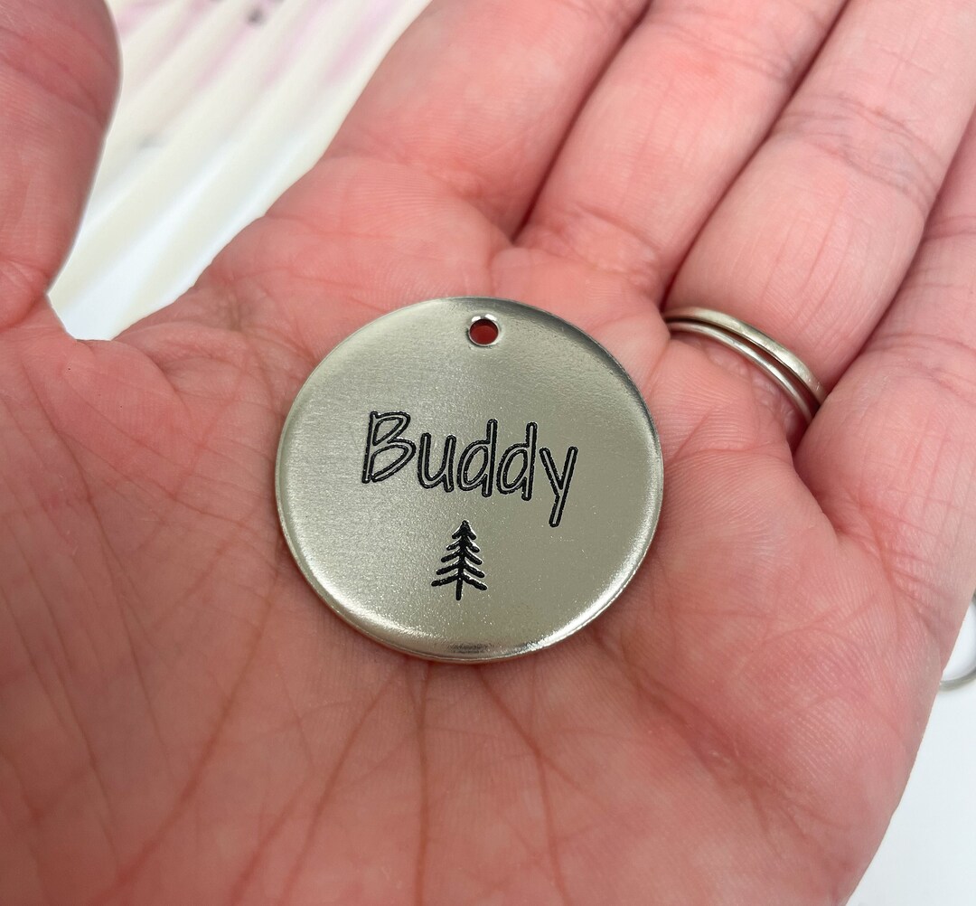 Pine Tree Design Engraved Dog Tag - Cat ID Tag - Dog Collar Tag ...