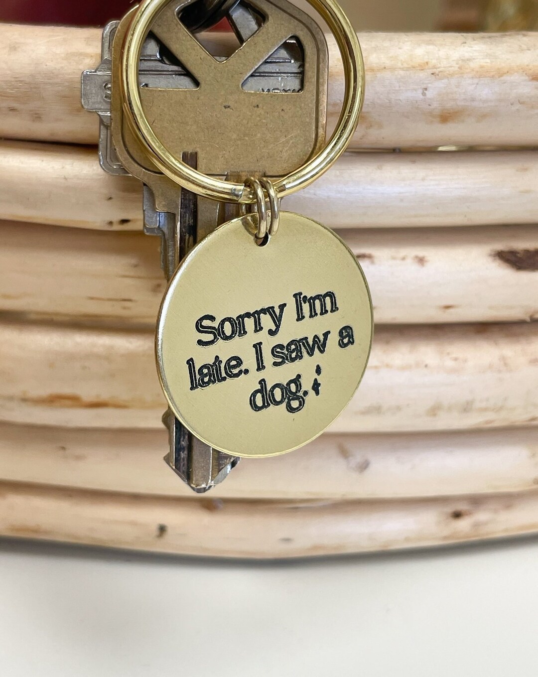 Dog Lover Keychain - Sorry I'm Late I Saw a Dog Keychain - Engraved ...