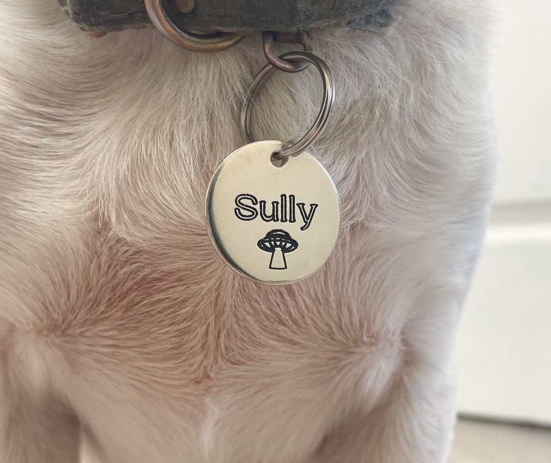 UFO Design Engraved Dog Tag Spaceship Tag Cat ID Tag Dog - Etsy