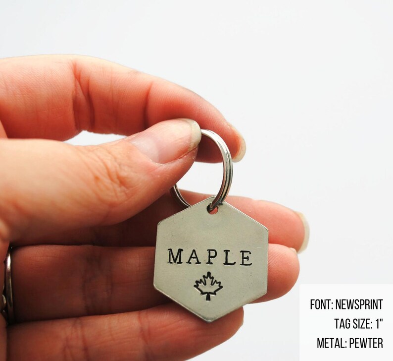 Maple Leaf Hand Stamped Dog Tag Dog ID Tag Dog Collar Tag - Etsy Canada