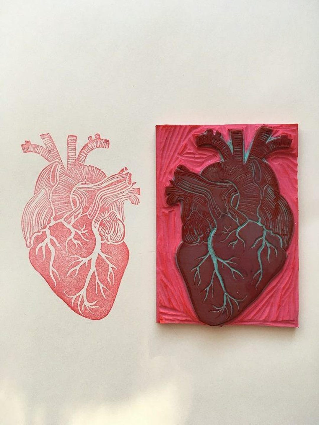 Anatomical Human Heart Hand Carved Rubber Stamp, Gift for Cardiologist ...