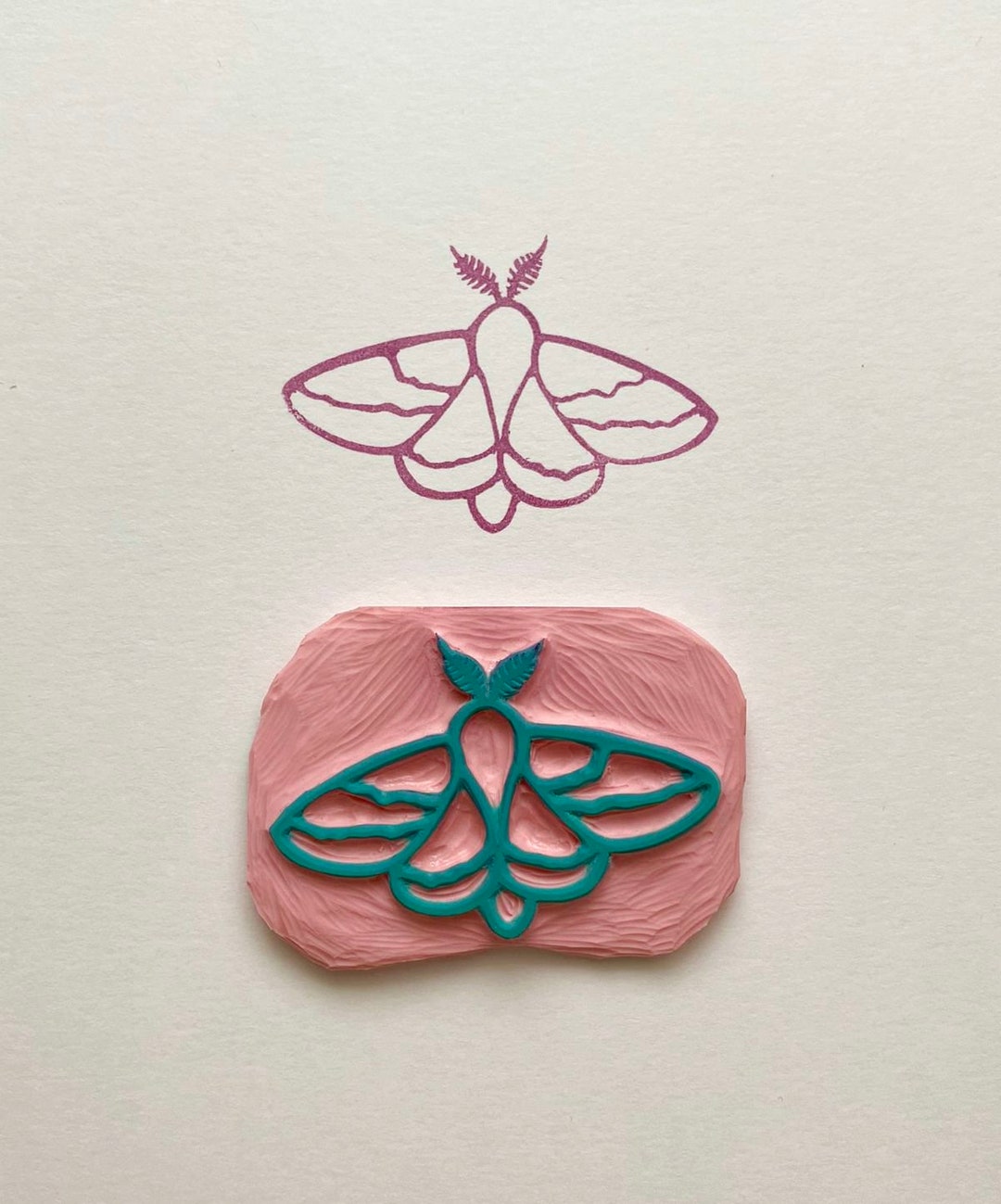 Rosy Maple Moth Hand Carved Stamp, Moth Artwork, Wild Stamps, Moth Art ...