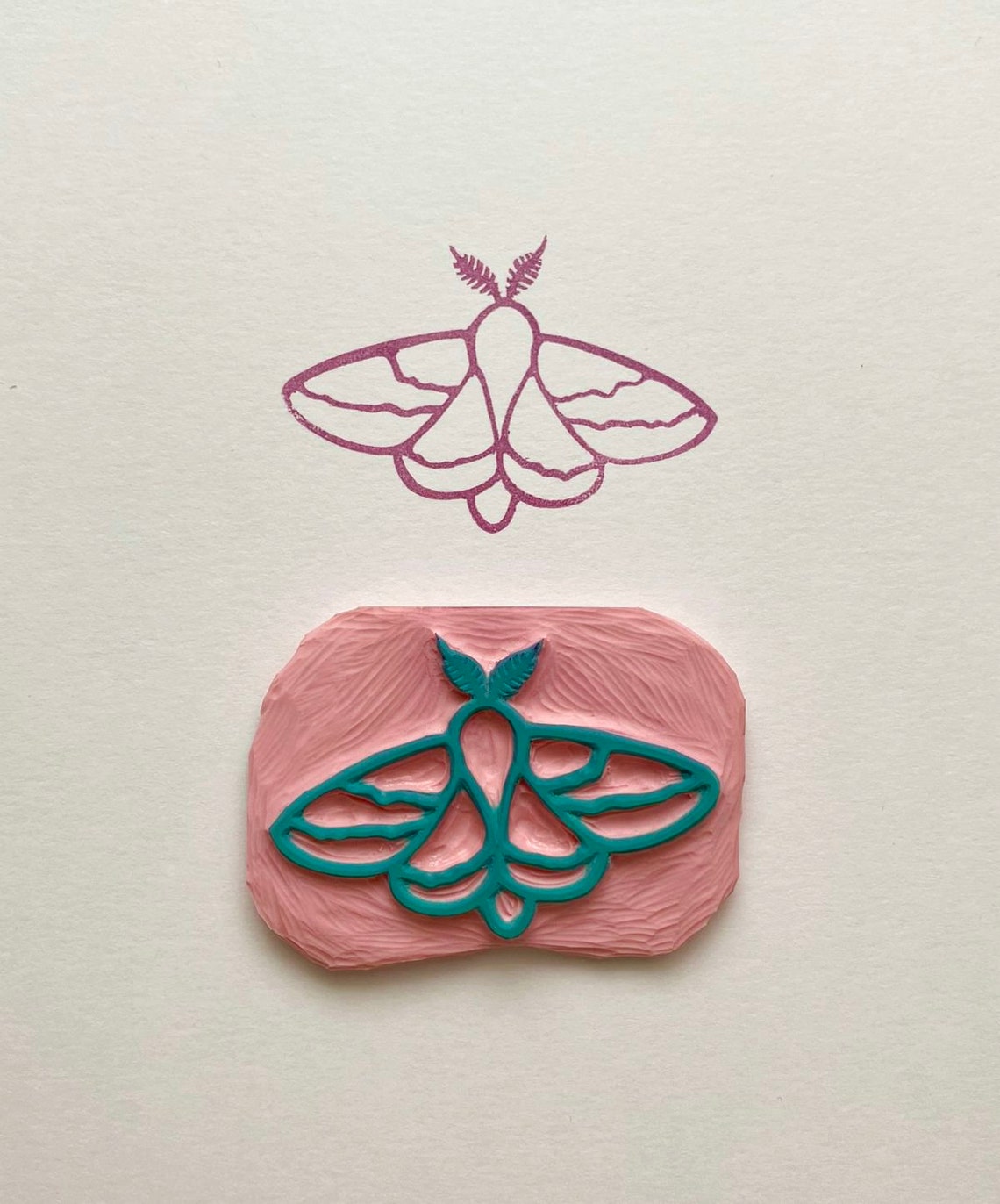 Rosy Maple Moth Hand Carved Stamp Moth Artwork Wild Stamps | Etsy