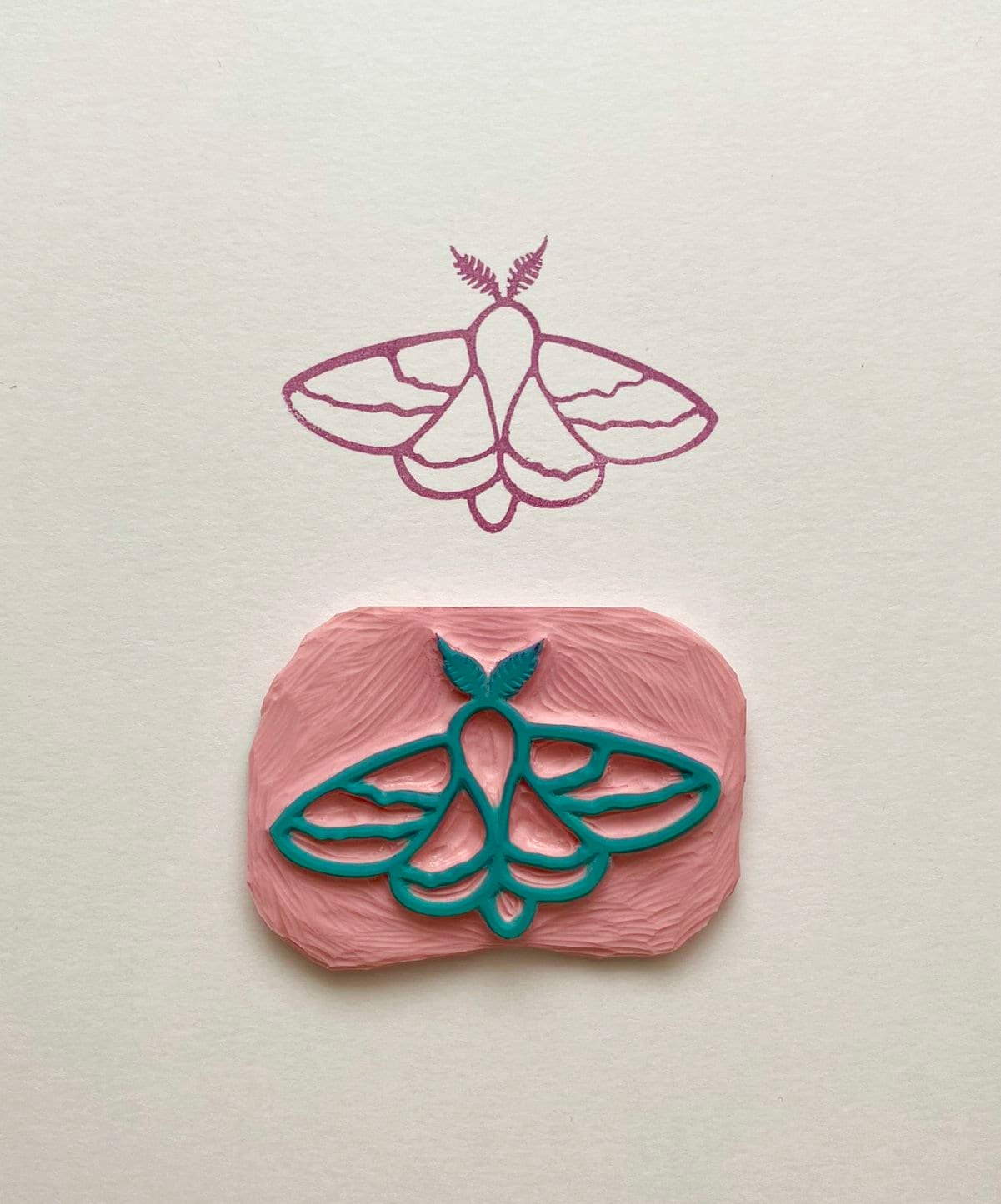 Rosy Maple Moth Hand Carved Stamp Moth Artwork Wild Stamps - Etsy