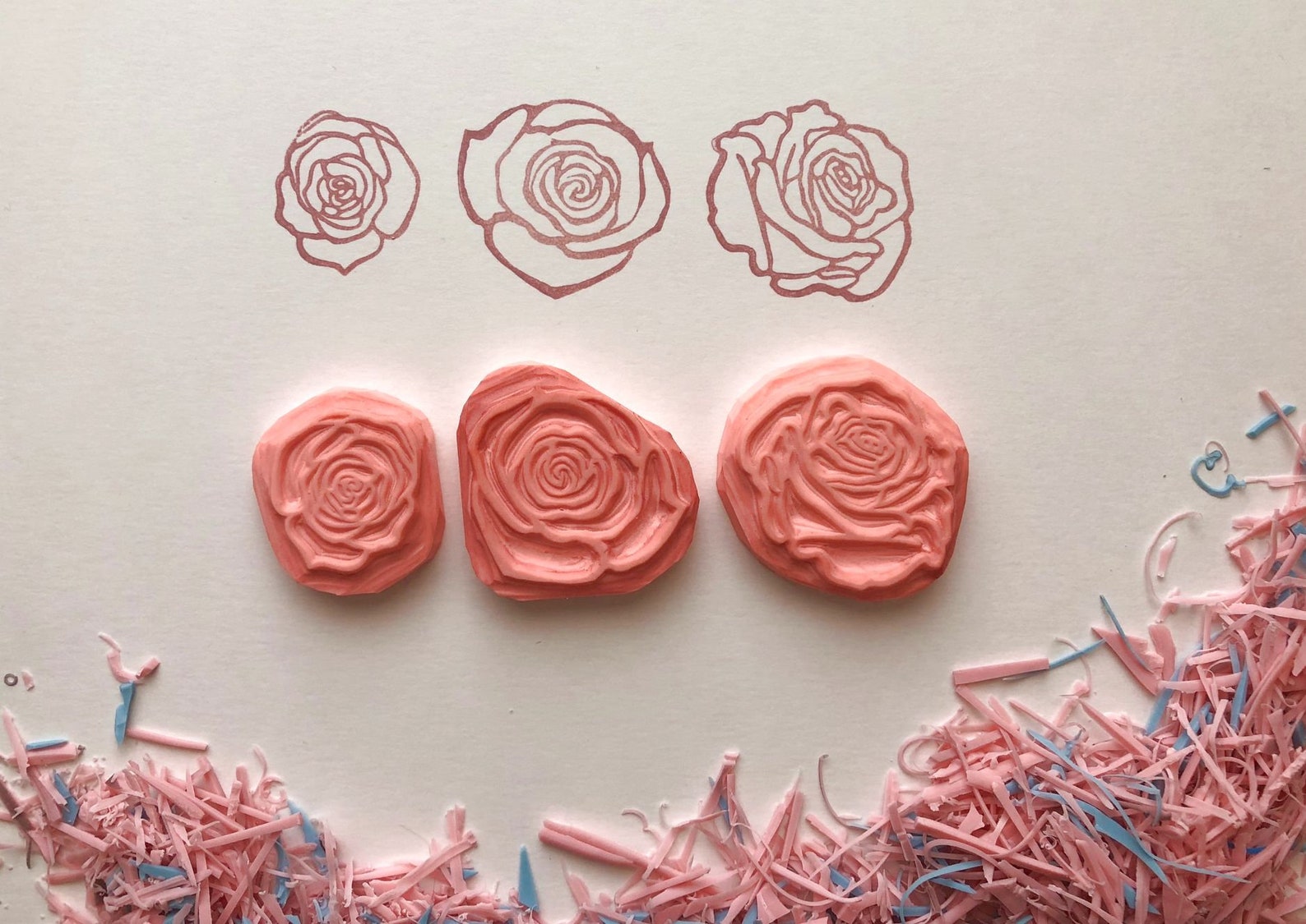 Rose Hand Carved Stamp Flower Stamp Rose Art Print Roses - Etsy