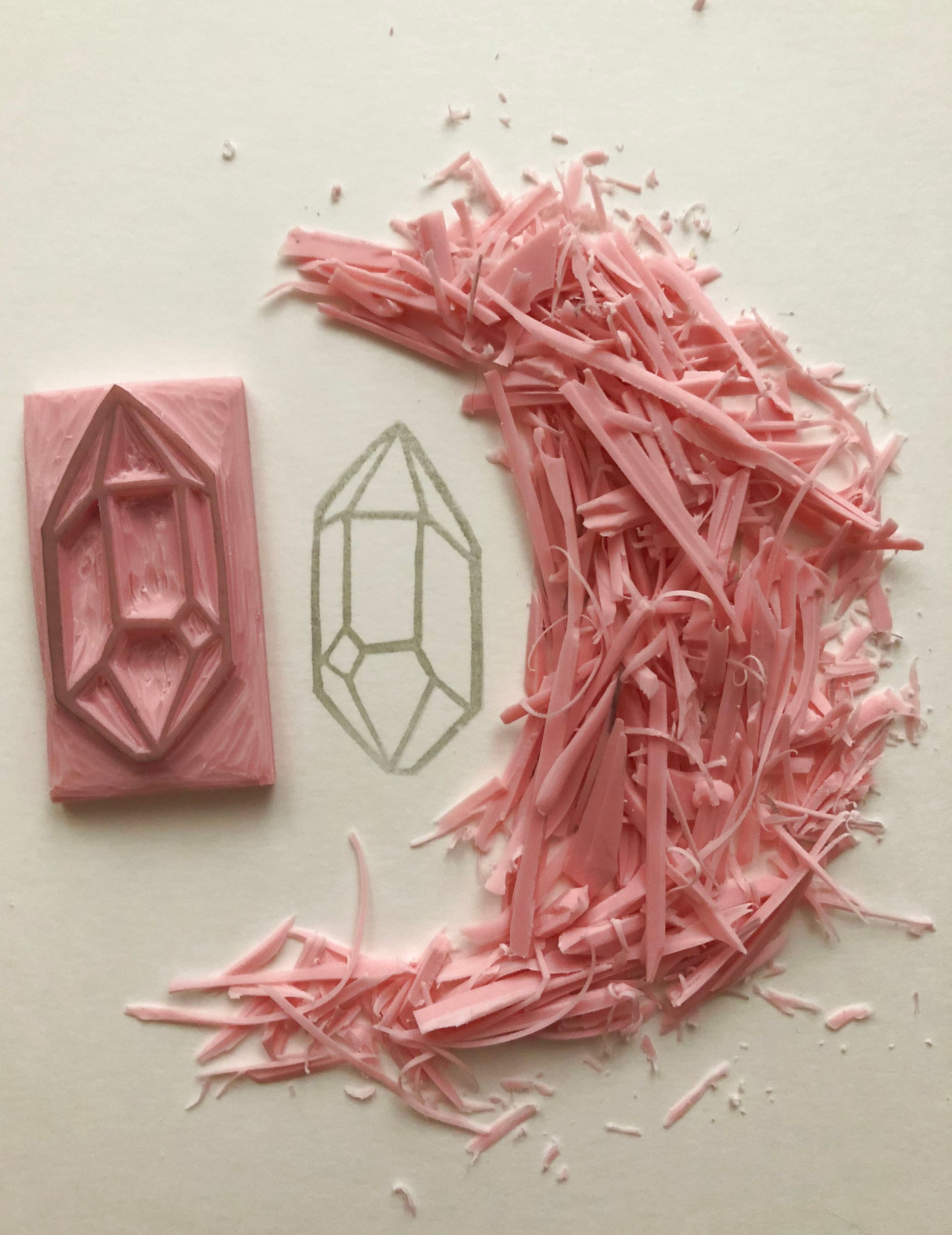 The Quartz Crystal Stone No. 2 Hand Carved Rubber Stamp, Raw Crystal ...