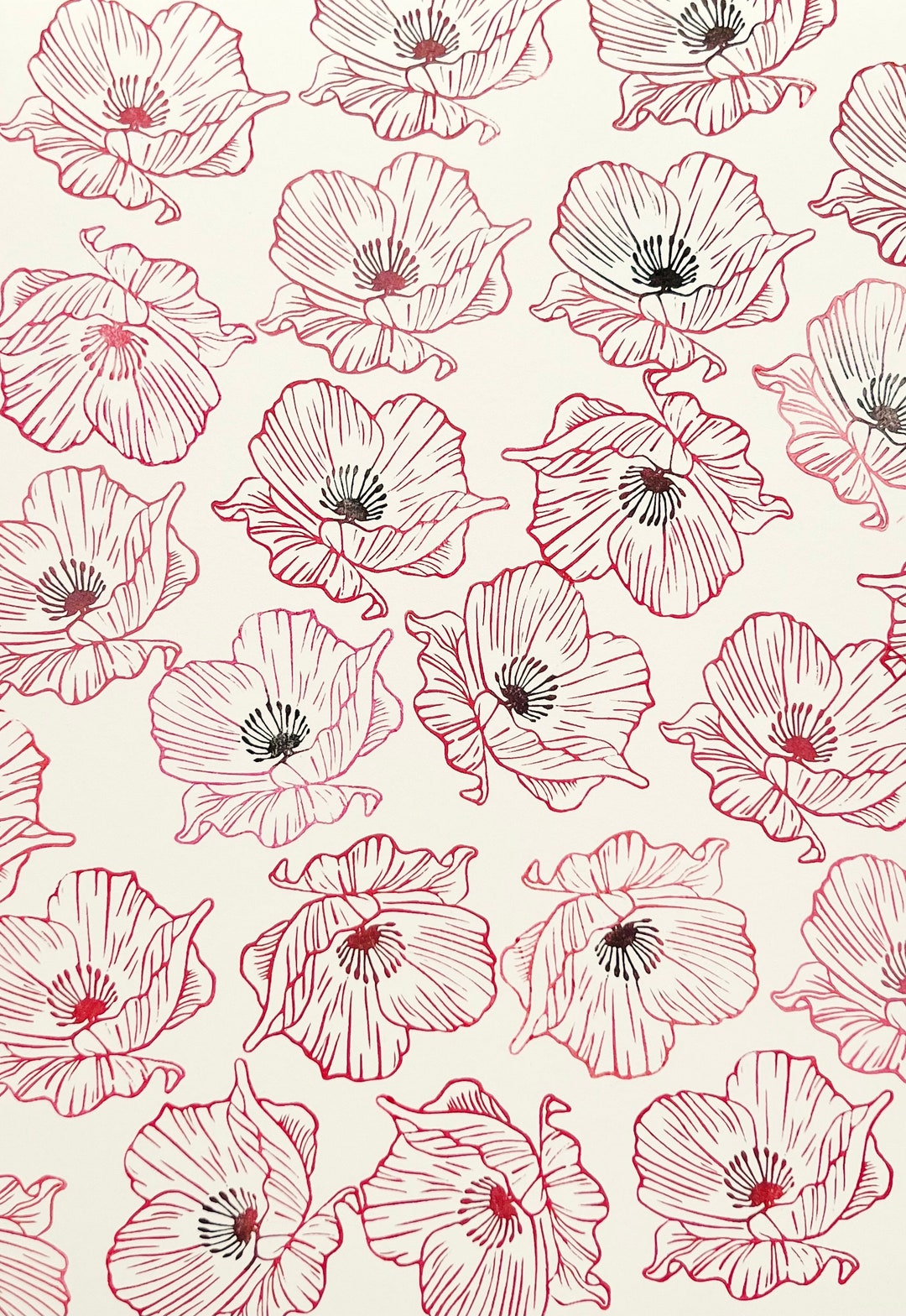 Poppy Flower Stamp, Poppy Art, Wild Flower, Wild Stamps, Poppy Artprint ...