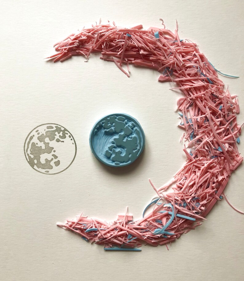 The Full Moon Hand Carved Stamps Celestial Stamps Moon Hand - Etsy