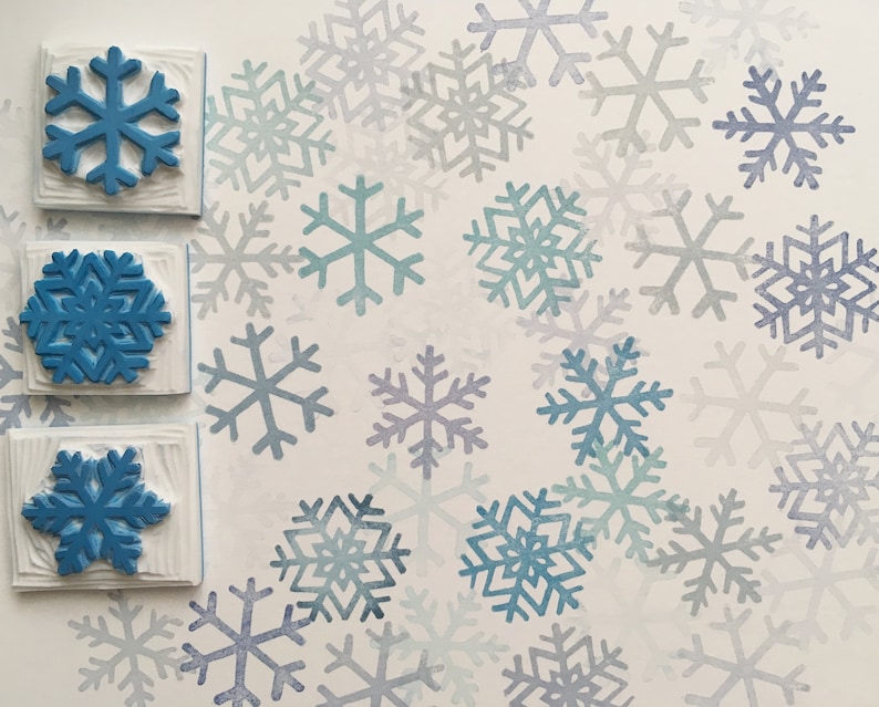 Snowflake Hand Carved Rubber Stamp / Christmas Stamps / - Etsy