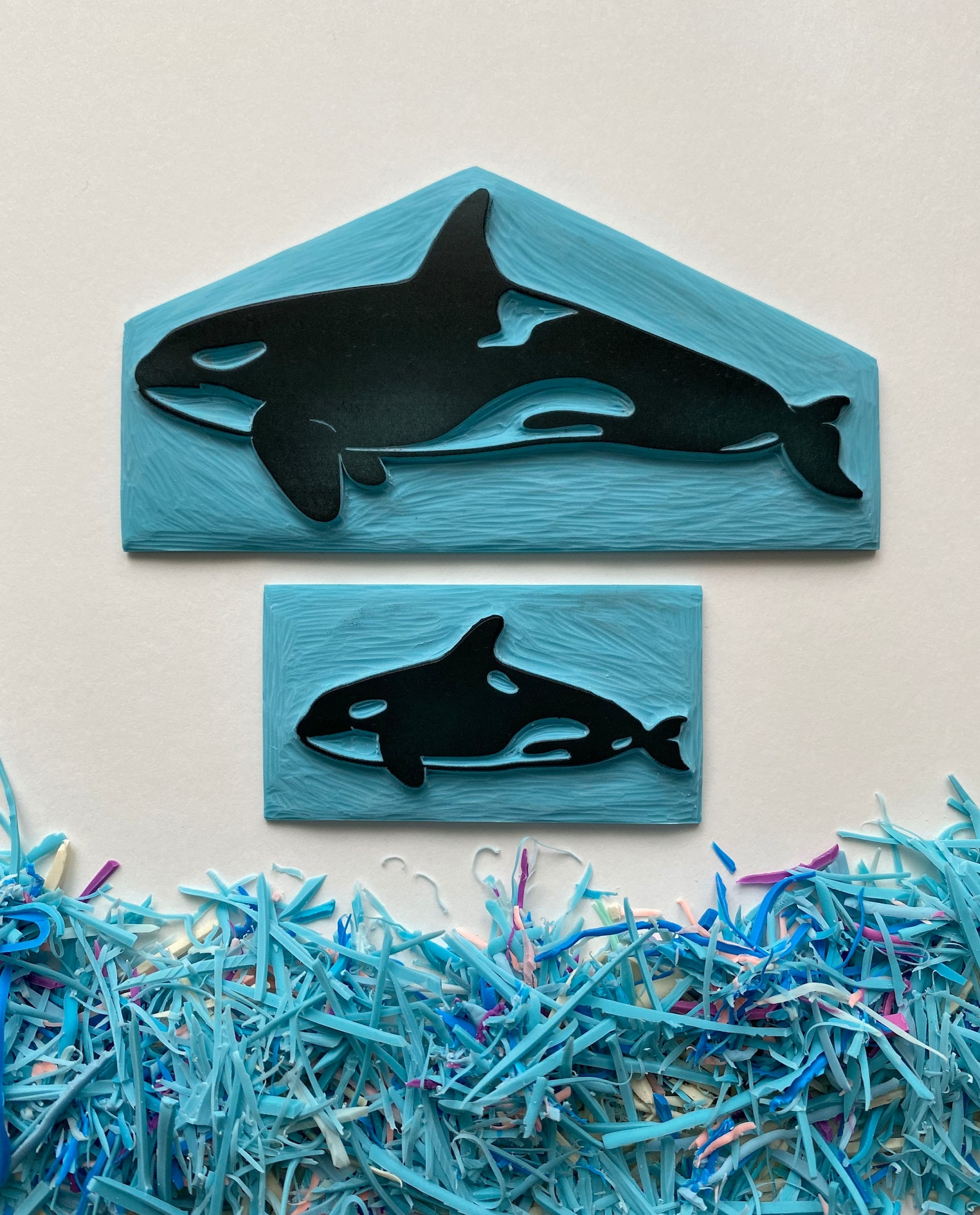 Killer Whale Hand Carved Rubber Stamp Set Orca Whale With | Etsy
