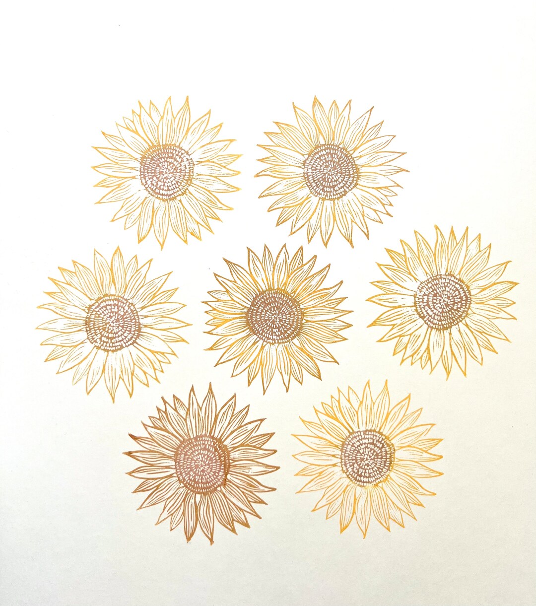 Sunflower Rubber Stamp, Sunflower Art Print, Sunflower Stamp for ...