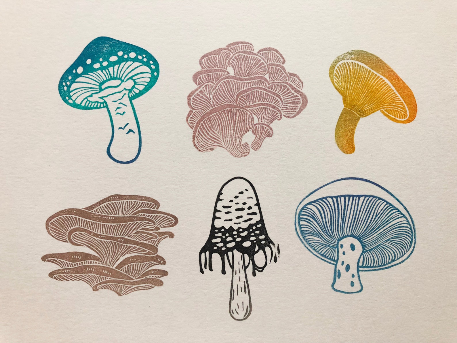 The Mushroom stamp botanical fungus hand carved rubber stamp | Etsy