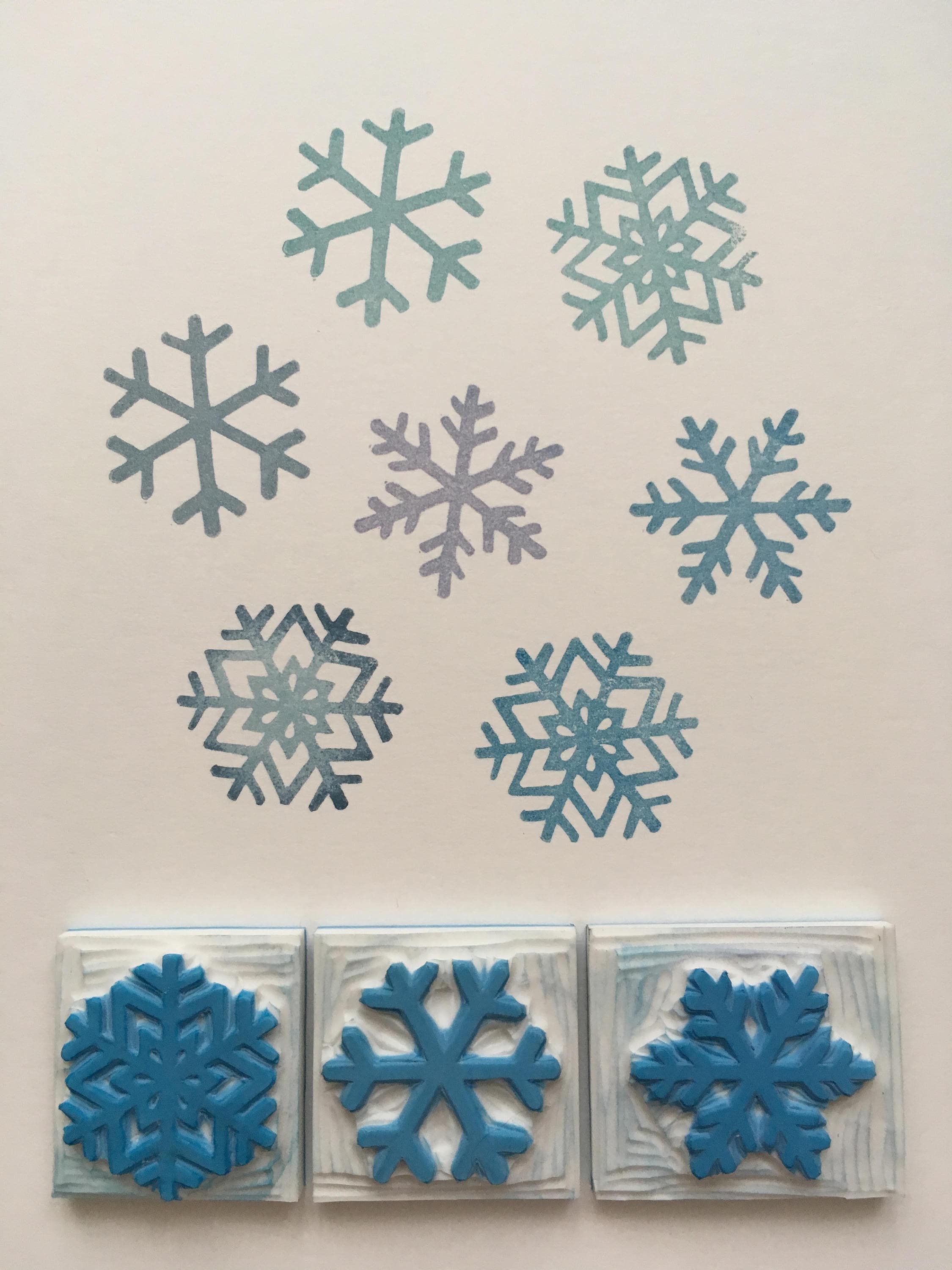 Snowflake Hand Carved Rubber Stamp / Christmas Stamps / - Etsy