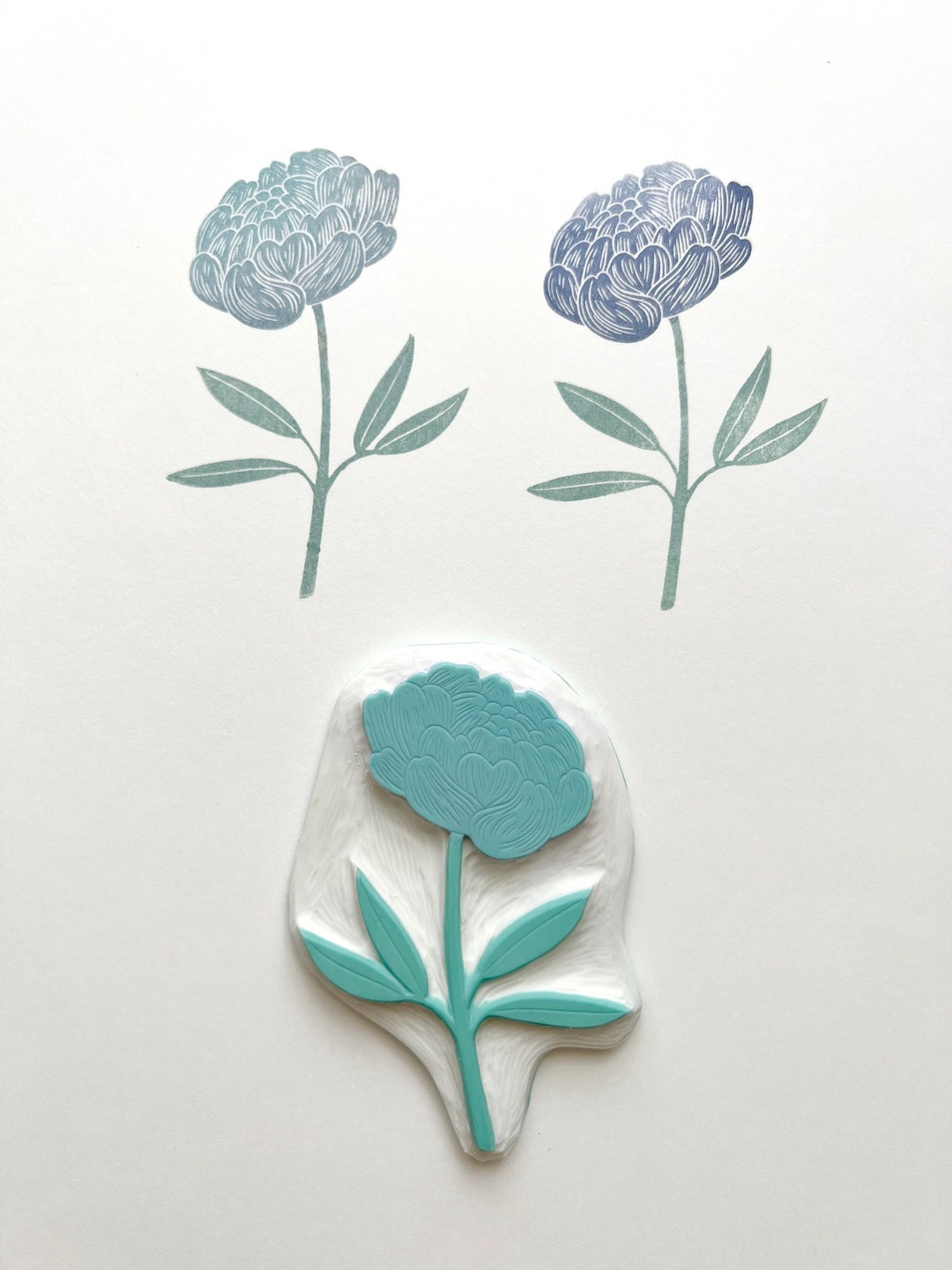 The Peony Stamp, Hand Carved Rubber Stamps, Floral Stamp, Wild Flower ...