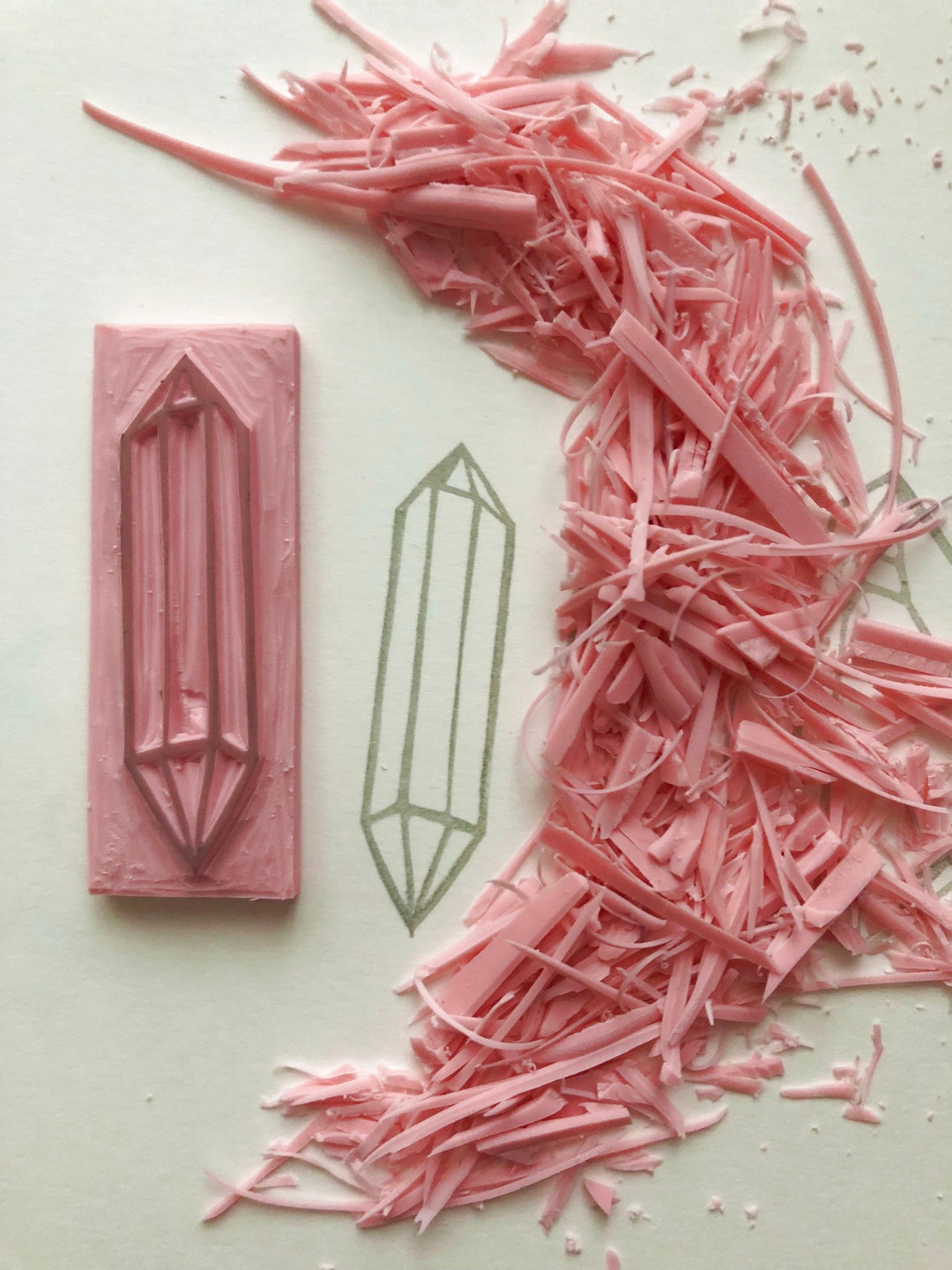 The Quartz Crystal Stone No. 3 Hand Carved Rubber Stamp, Raw Crystal ...