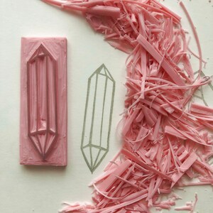 The Quartz Crystal Stone No. 3 Hand Carved Rubber Stamp, Raw Crystal ...