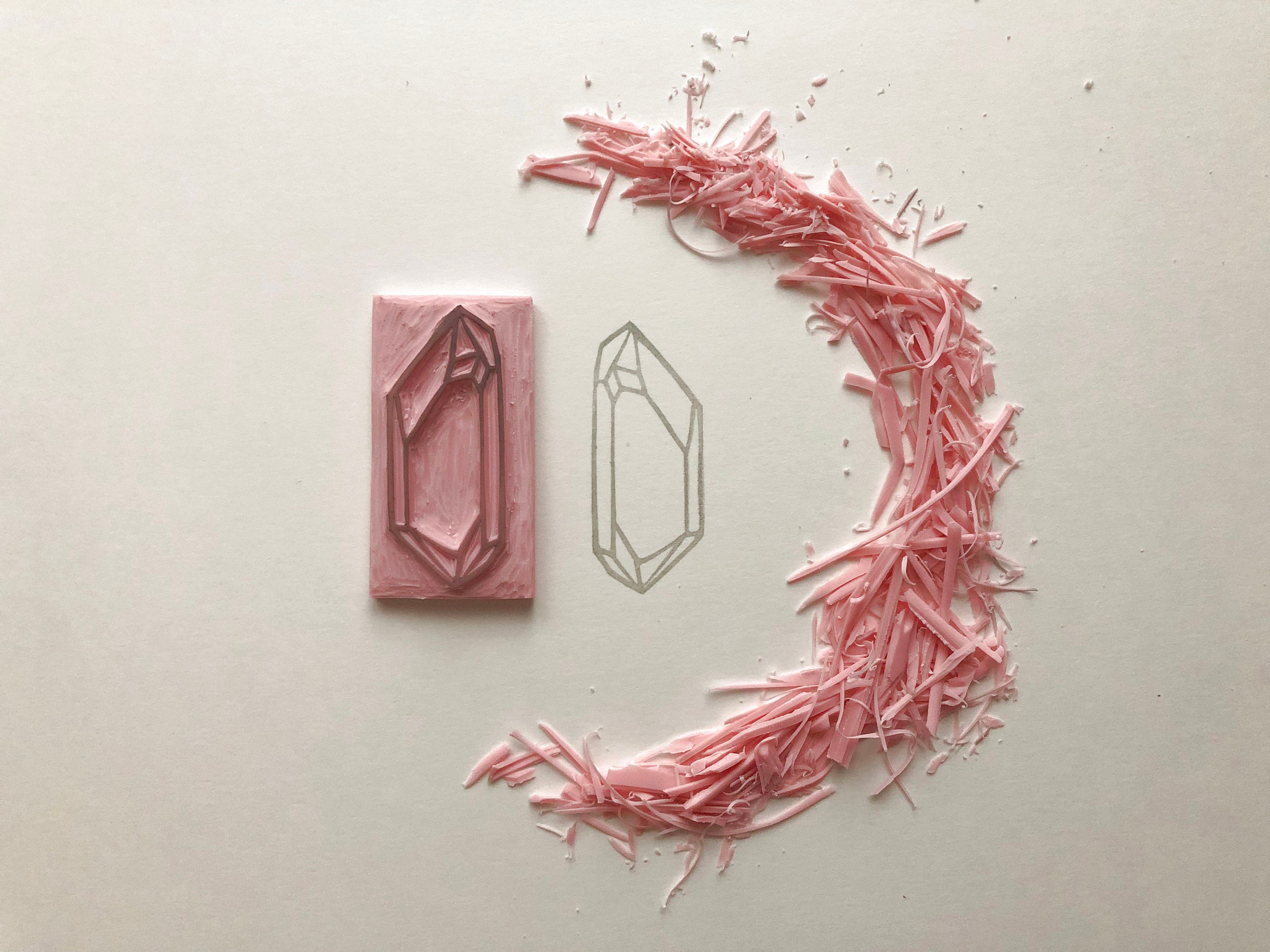 The Quartz Crystal Stone No. 1 Hand Carved Rubber Stamp, Raw Crystal ...