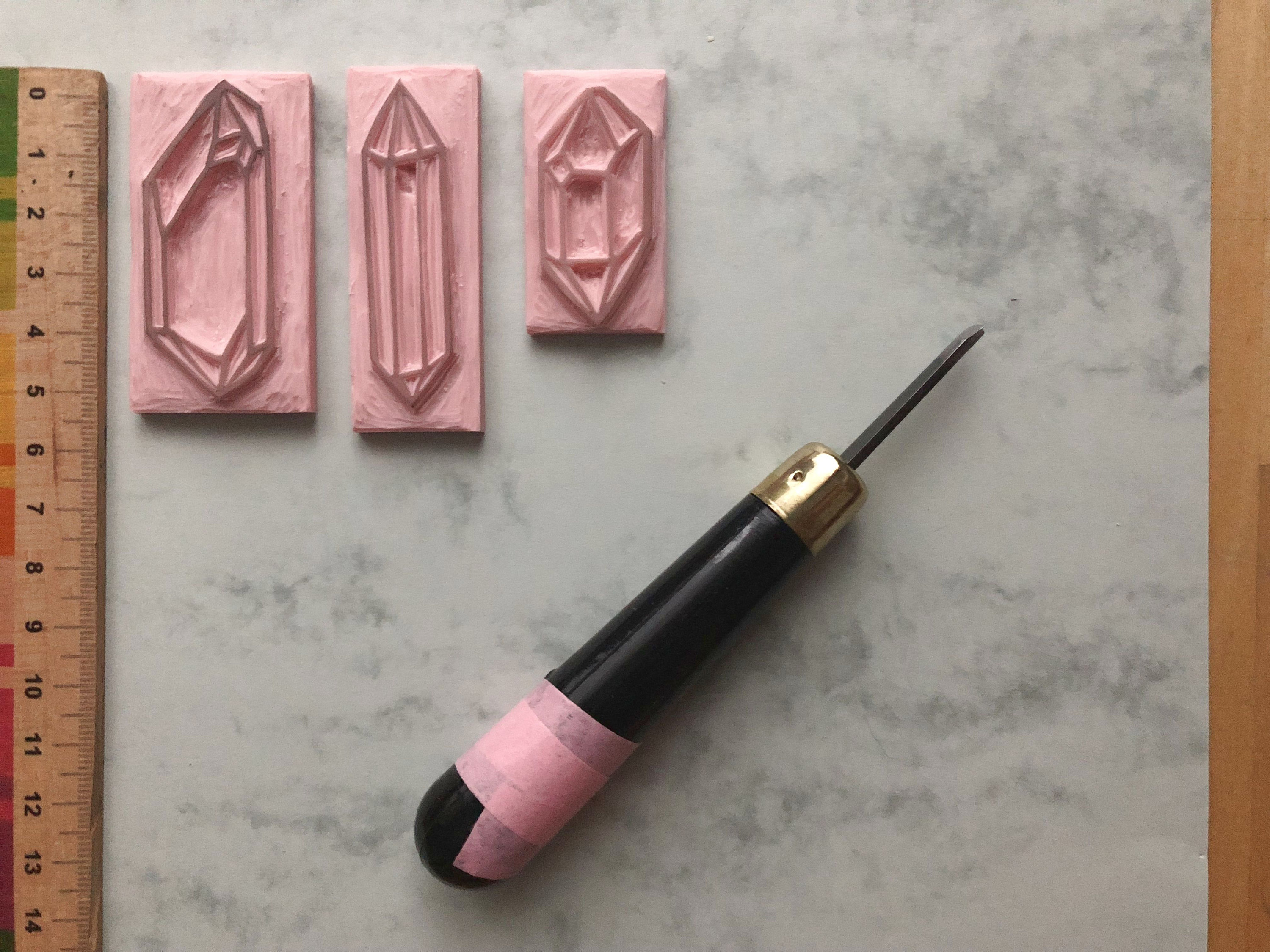 The Quartz Crystal Stone No. 2 Hand Carved Rubber Stamp, Raw Crystal ...