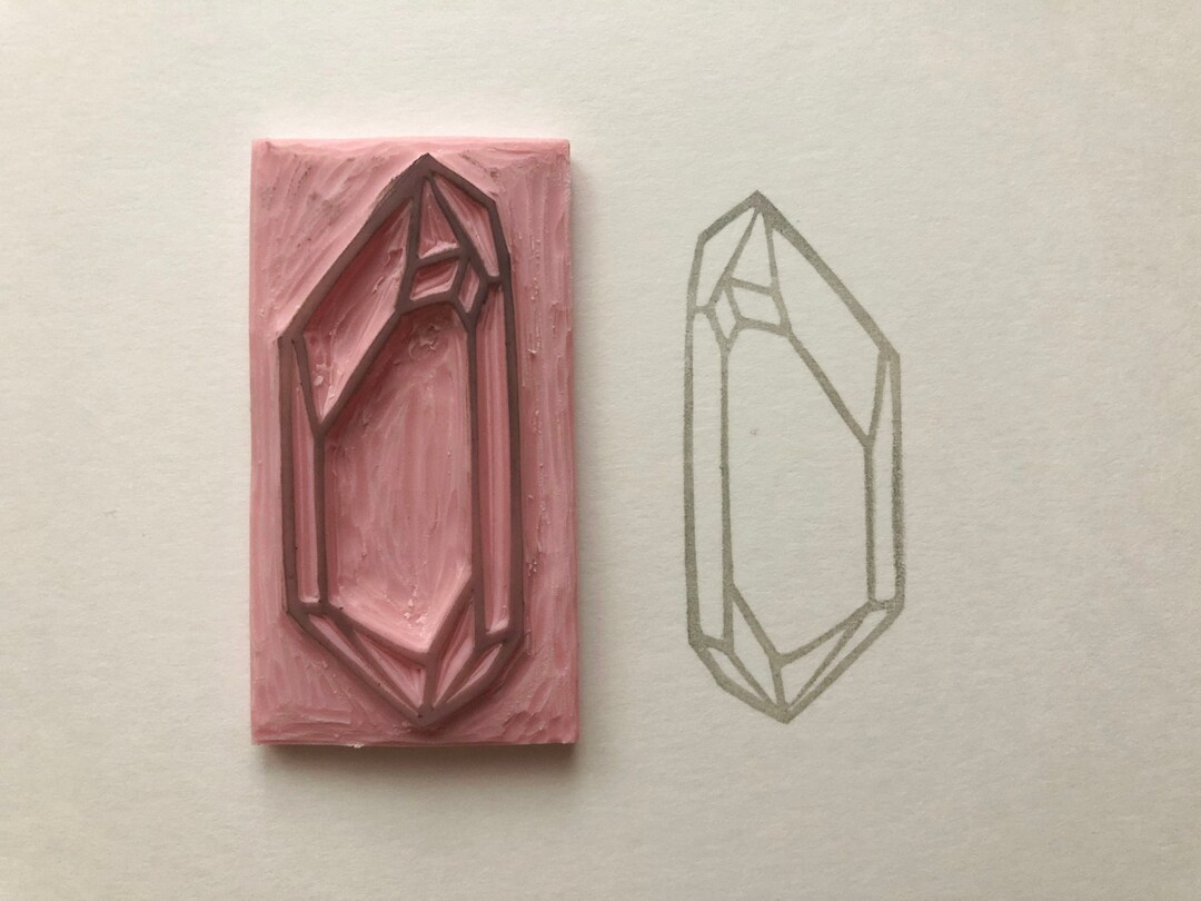 The Quartz Crystal Stone No. 1 Hand Carved Rubber Stamp, Raw Crystal ...