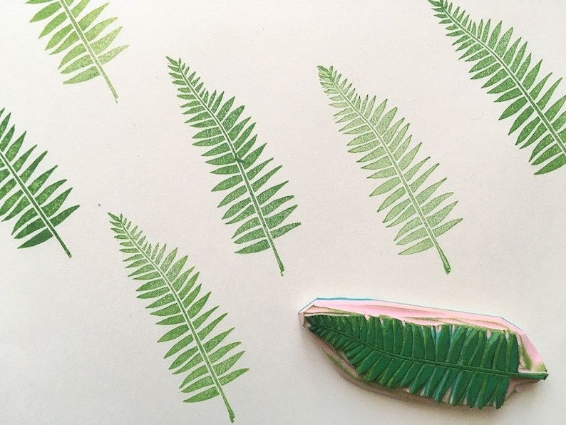 Fern Leaf Hand Carved Rubber Stamp/ Botanical Stamp/ Fern - Etsy