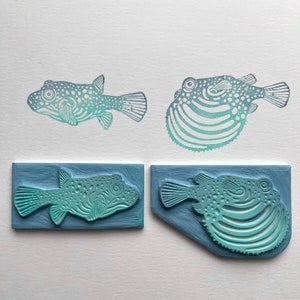 White-spotted Pufferfish Rubber Stamp, Balloonfish Art, Bubblefish ...