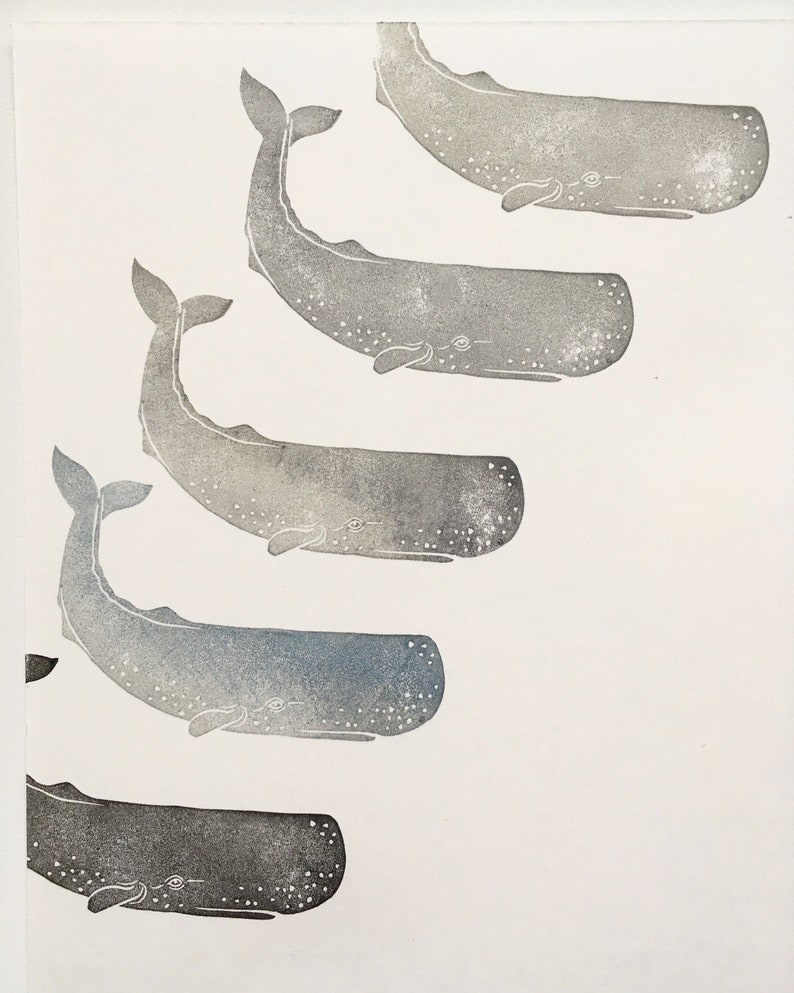 Whale Hand Carved Stamp Blue Whale Print Sperm Whale Marine - Etsy