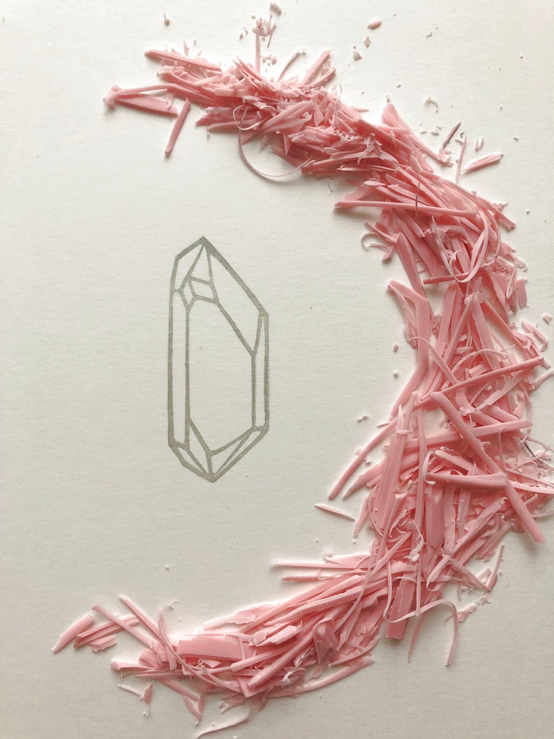 The Quartz Crystal Stone No. 1 Hand Carved Rubber Stamp, Raw Crystal ...